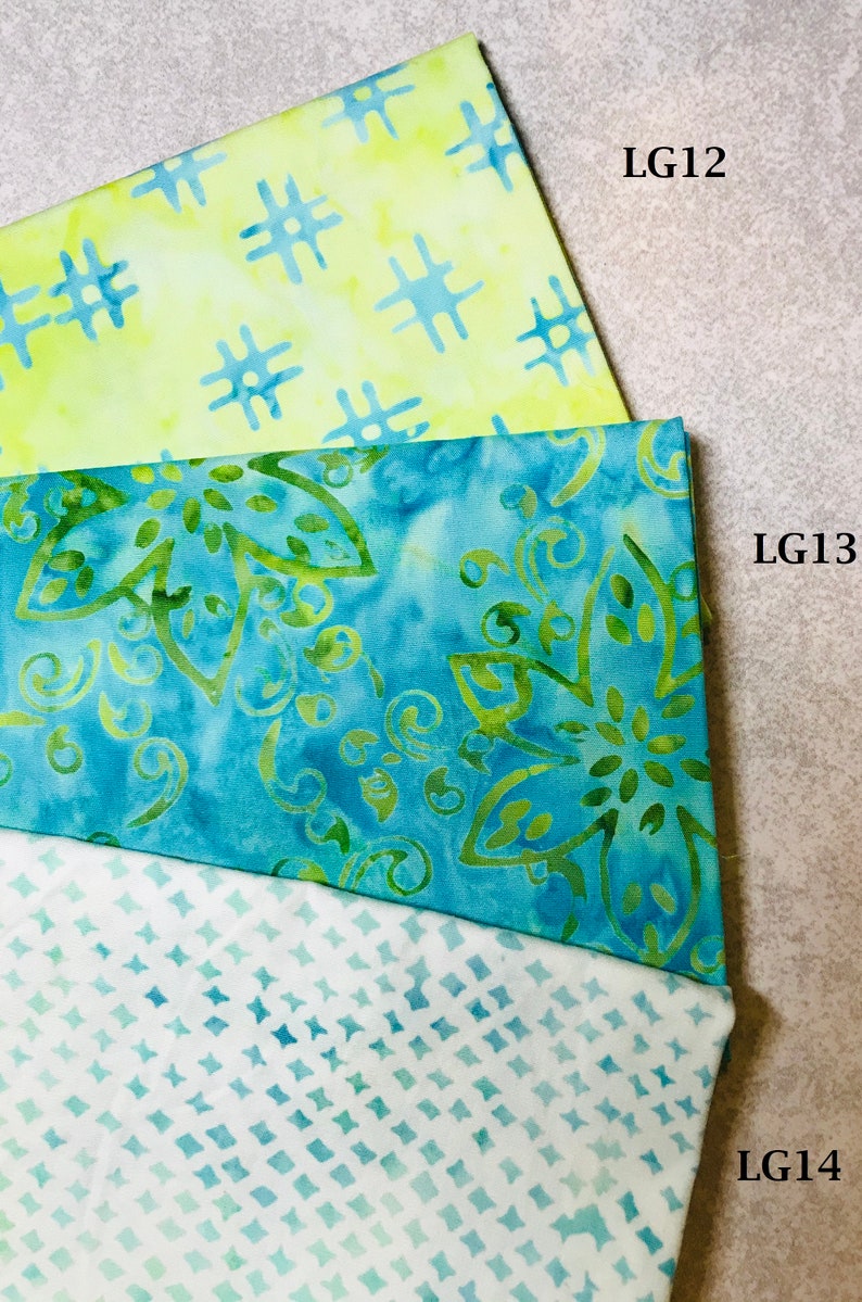 Light Green Batik Fabrics Colorful Batik Fat Quarters | Etsy