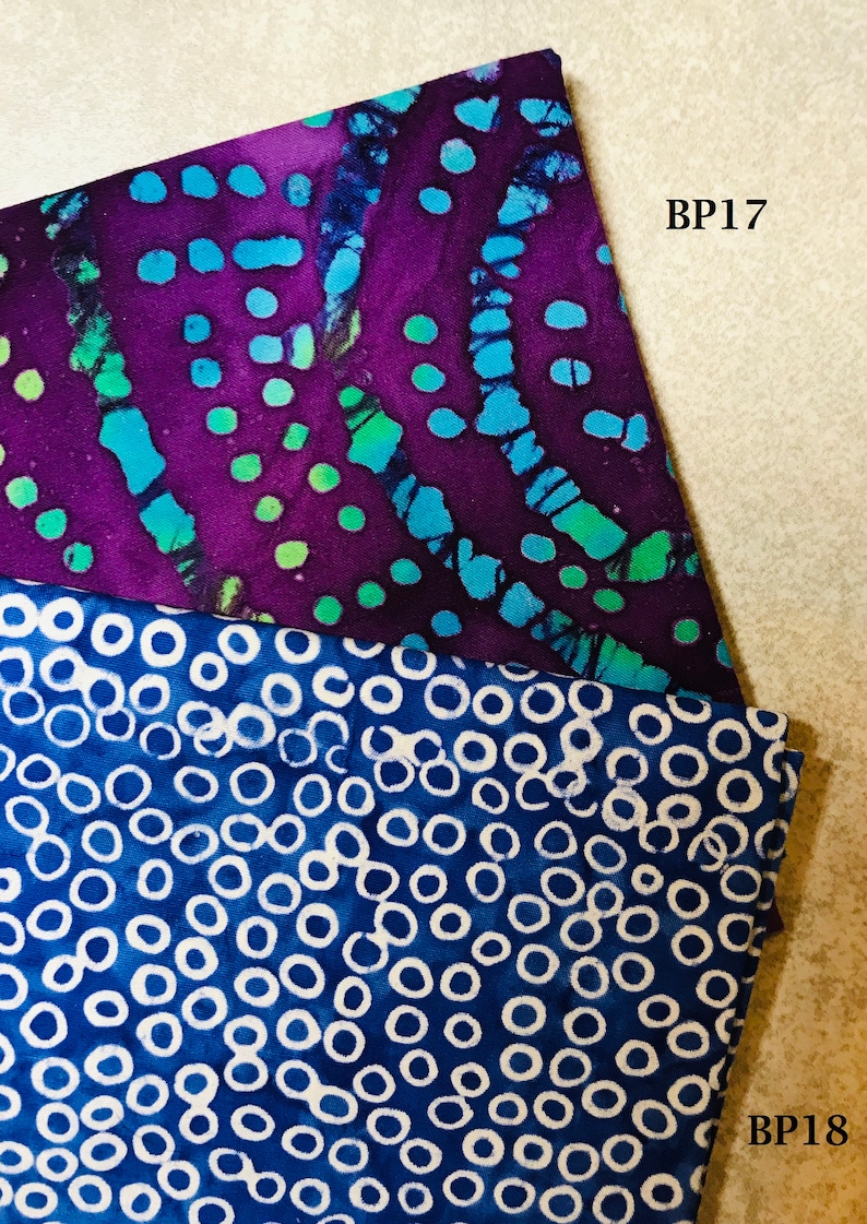 Blue Batik Fabrics Purple Batik Colorful Batik Fat Quarters | Etsy