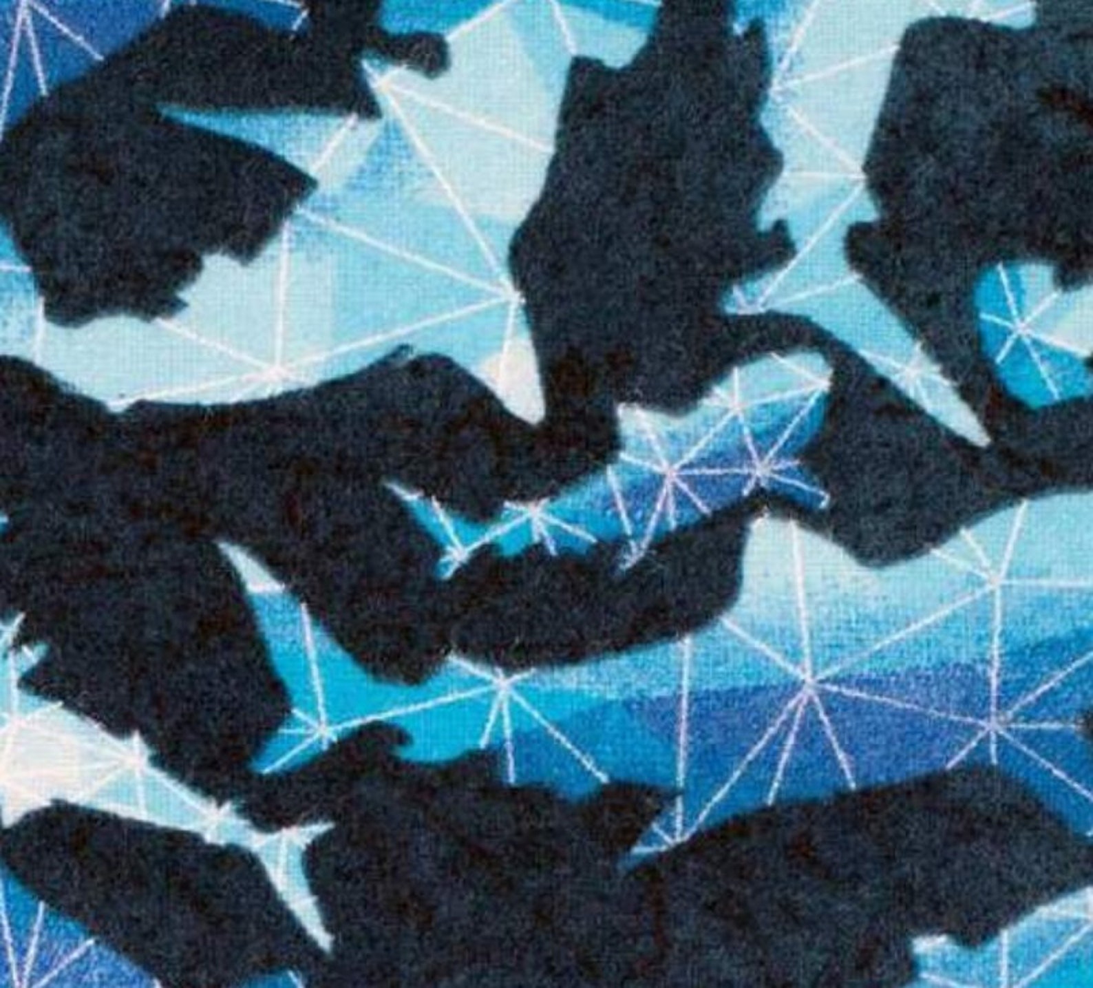 Swimming Sharks Fabric Lightweight Flannel Sharks on Blue | Etsy