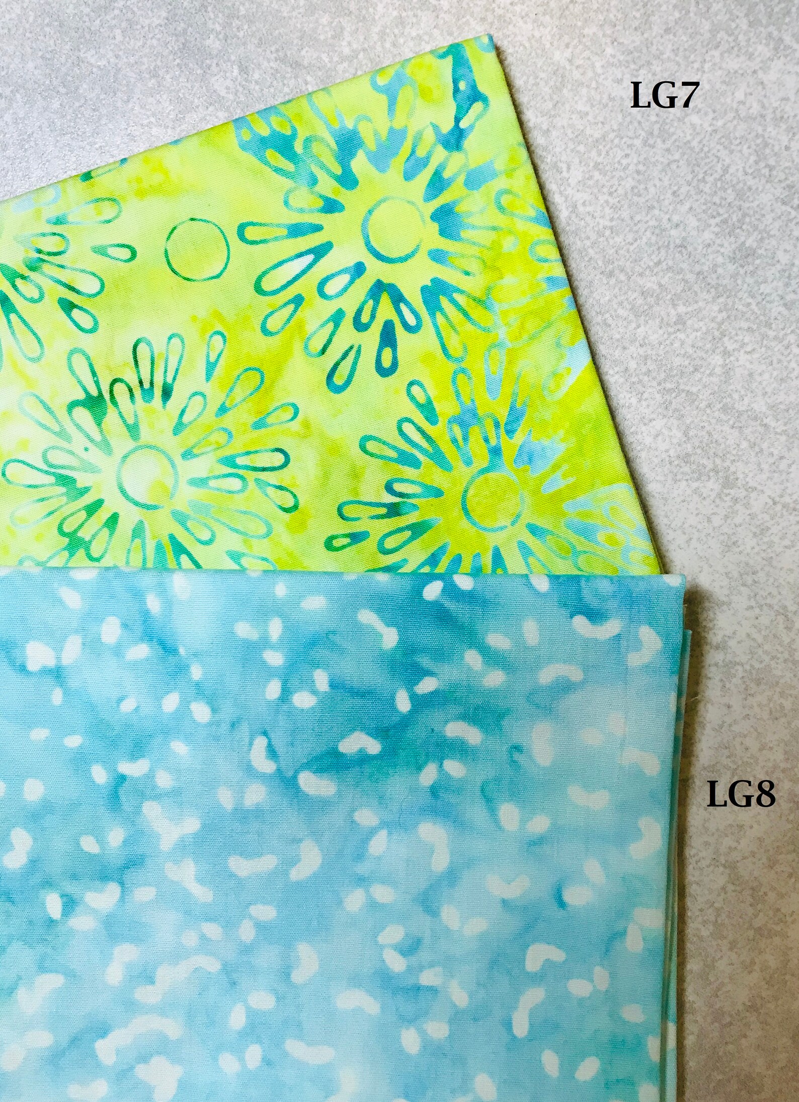 Light Green Batik Fabrics, Colorful Batik Fat Quarters, Hand-dyed ...