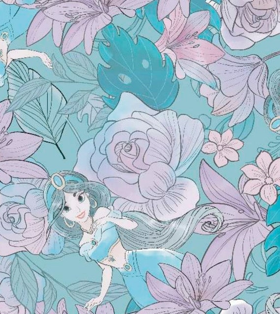 Jasmine Floral Fabric Princess Jasmine Fabric Disney Fabric - Etsy