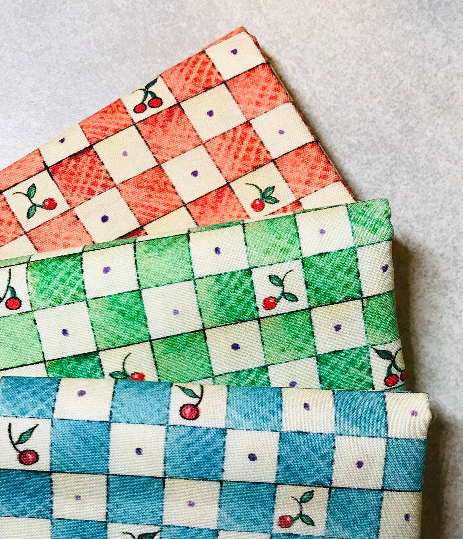 Cherry Fabric Blue Cherry Fabric Red Cherry Fabric Green - Etsy