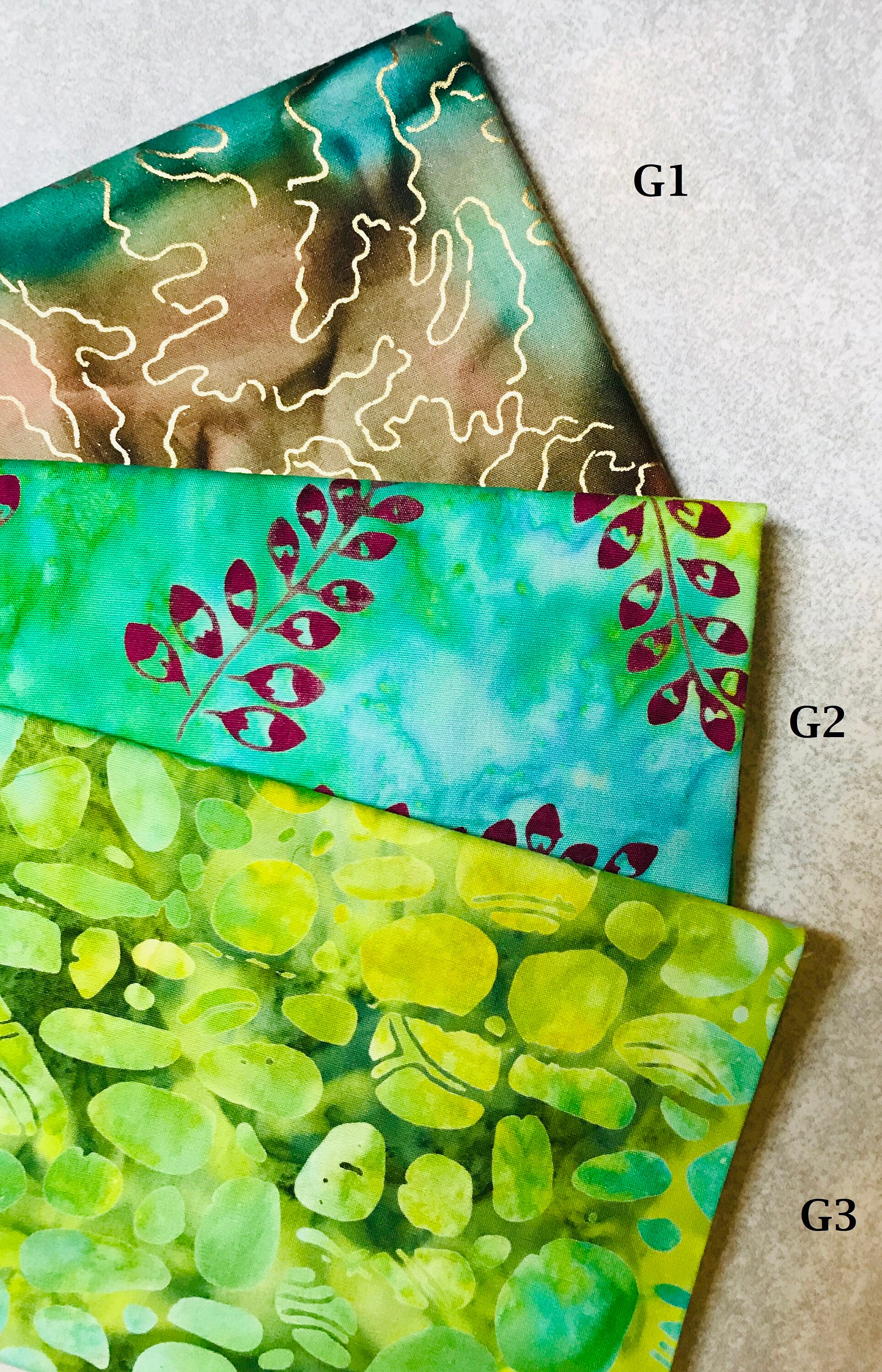 Green Batik Fabrics Colorful Batik Fat Quarters Indonesian | Etsy