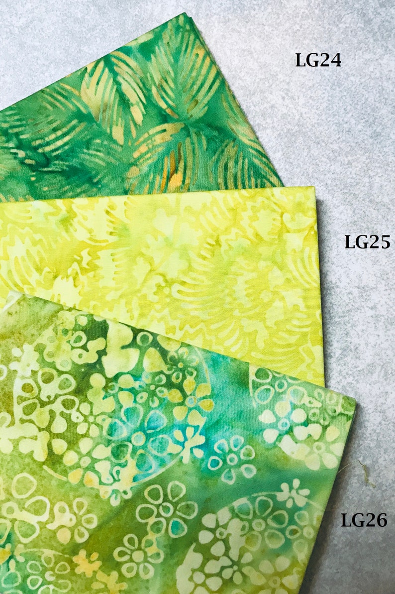 Light Green Batik Fabrics Colorful Batik Fat Quarters - Etsy