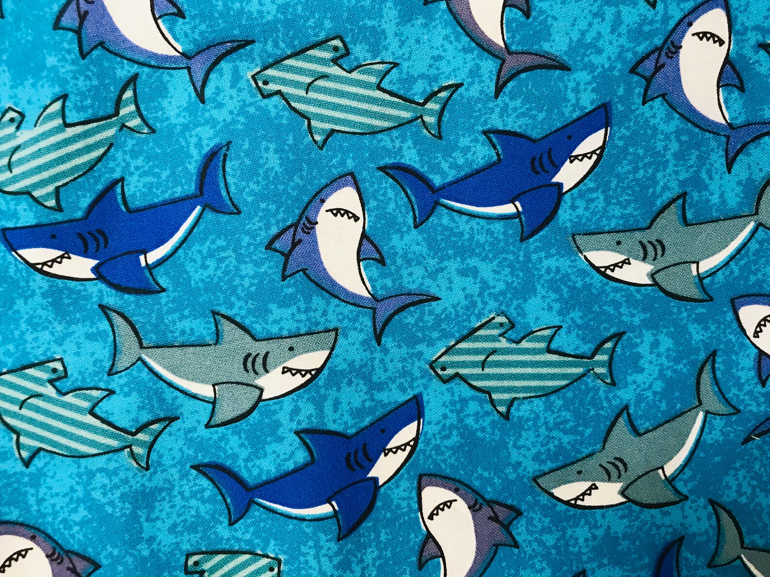 Swimming Sharks Fabric Sharks on Blue Fabric Shark Quilting - Etsy