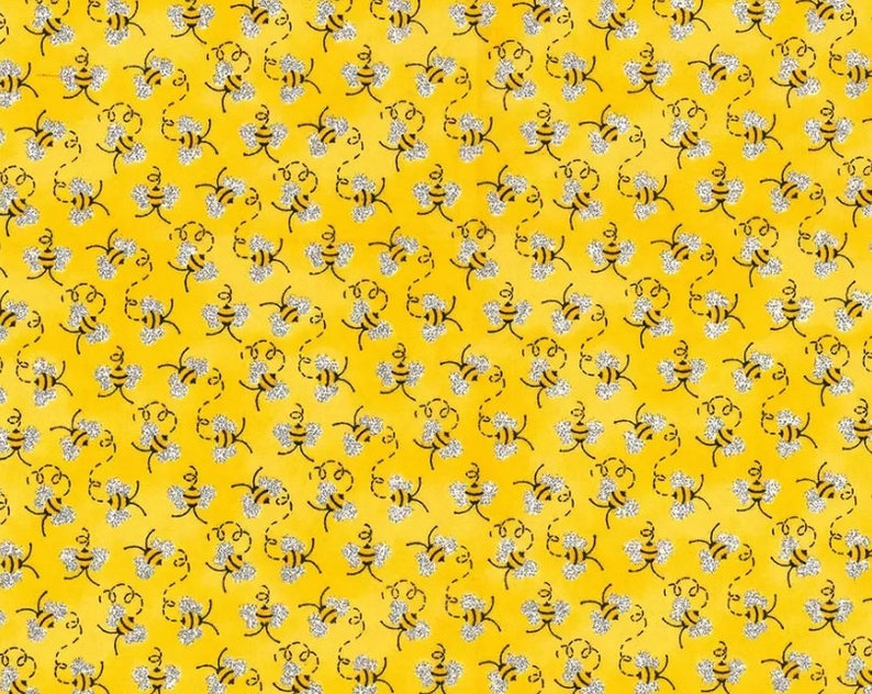 Mini Glitter Honeybee Fabric Bee Fabric Bees Quilting - Etsy