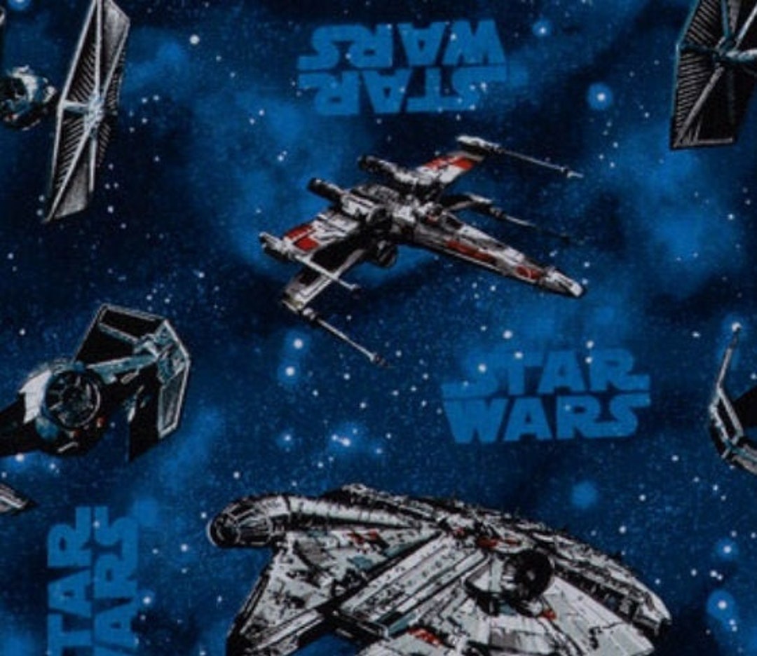 Star Wars Fabric, Galactic Fabric, Star Wars Ships Fabric, Blue Star ...