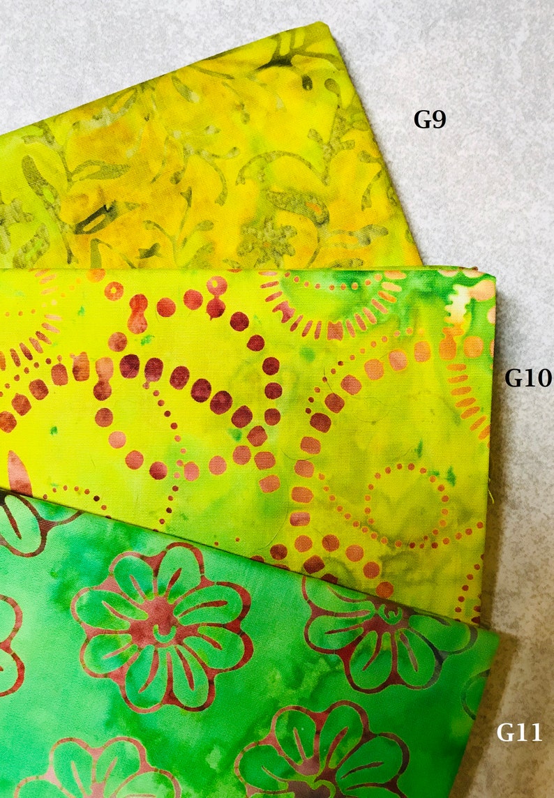 Green Batik Fabrics Colorful Batik Fat Quarters Indonesian - Etsy
