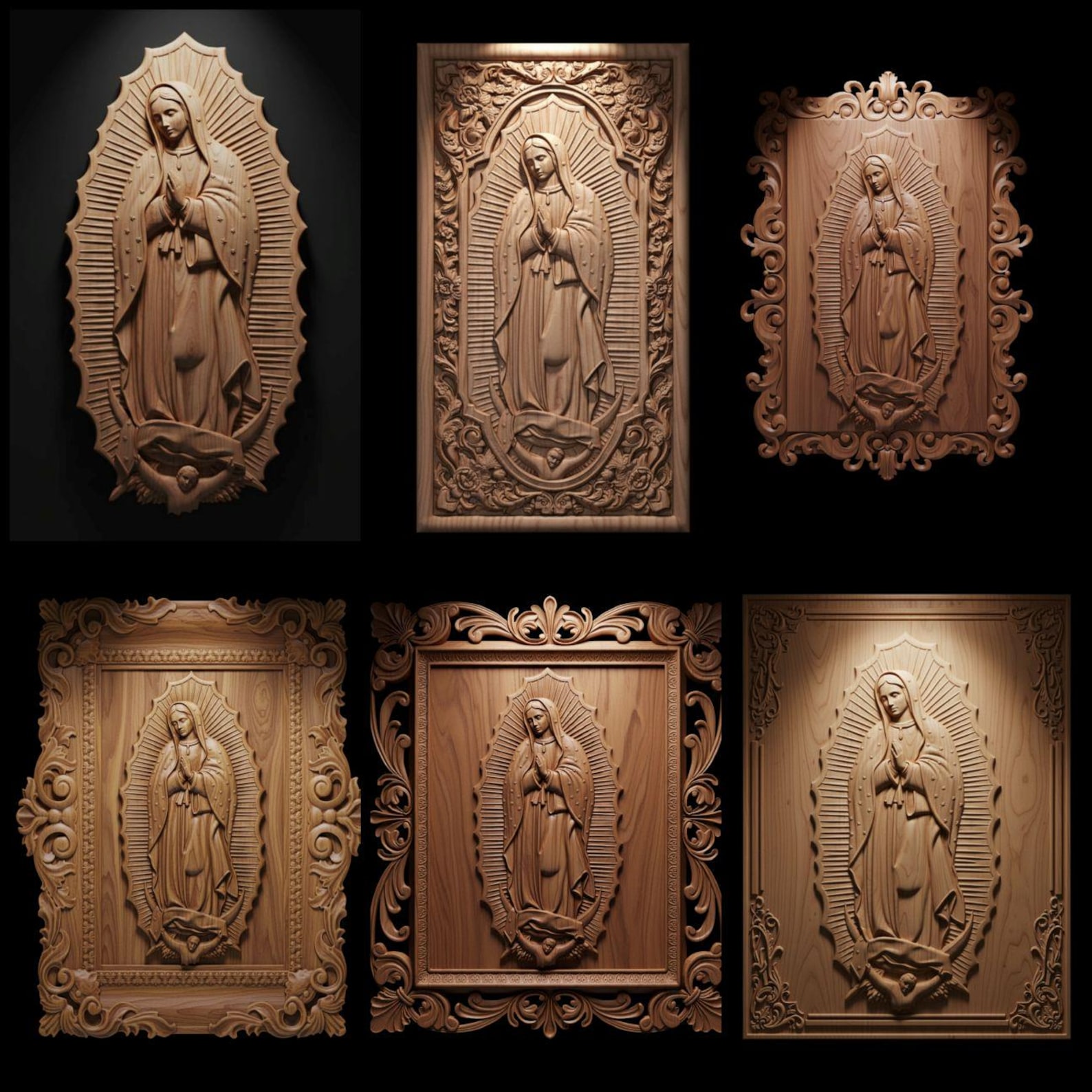 Virgin of Guadalupe With Ornamental Frame "guadalupana" STL File ...