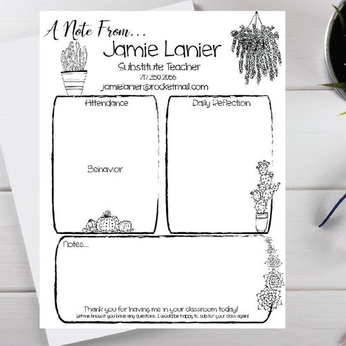 Editable Personalized Substitute Teacher Printables While You - Etsy