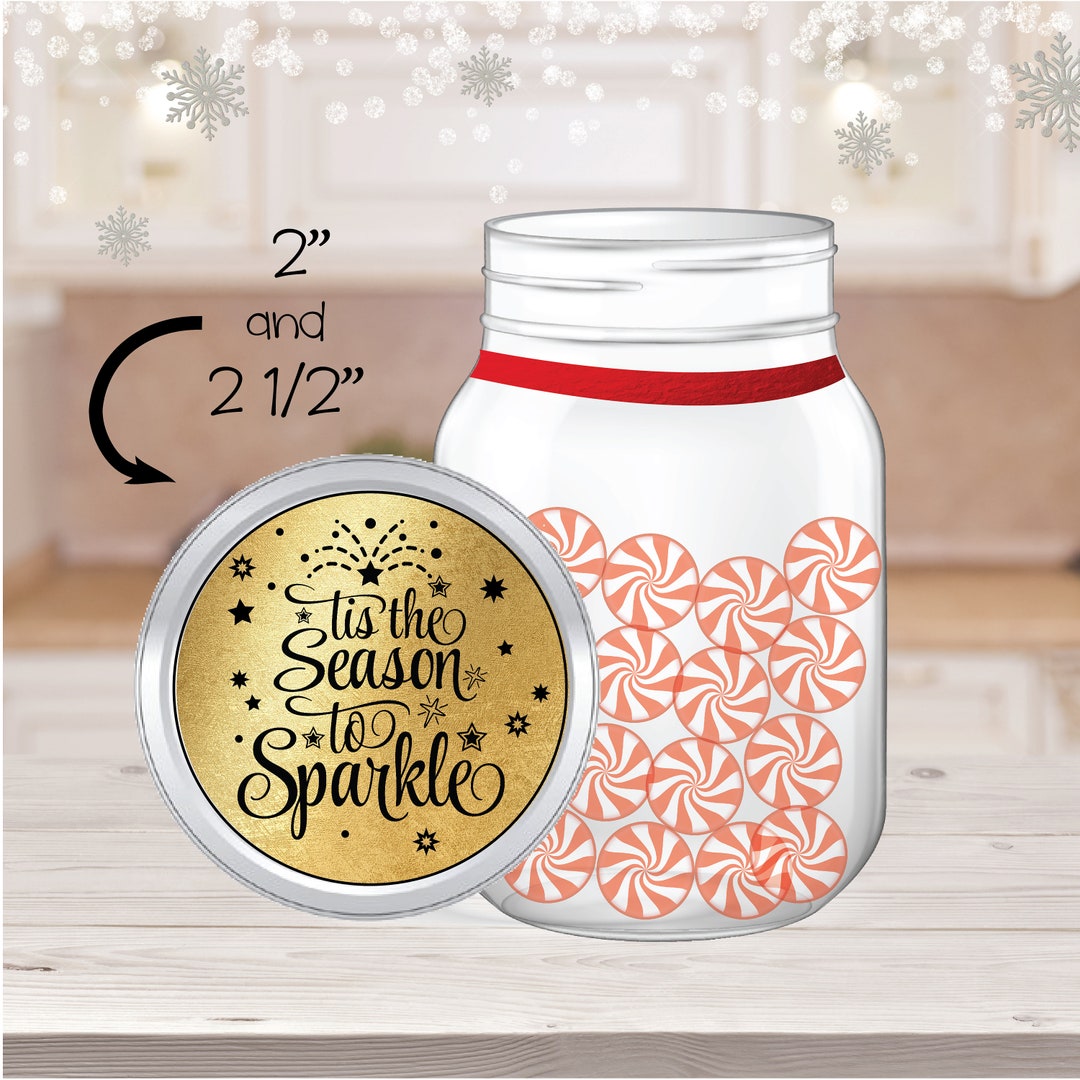 Printable Sparkly Mason Jar Label, Christmas Mason Jar Labels, Holiday ...