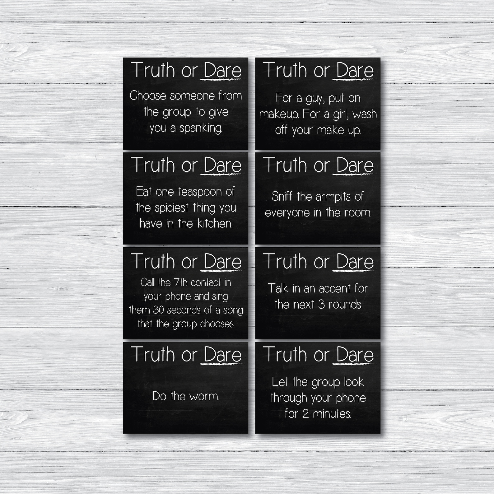 48 Printable Truth or Dare Cards, Truth or Dare Party Cards, Printable ...