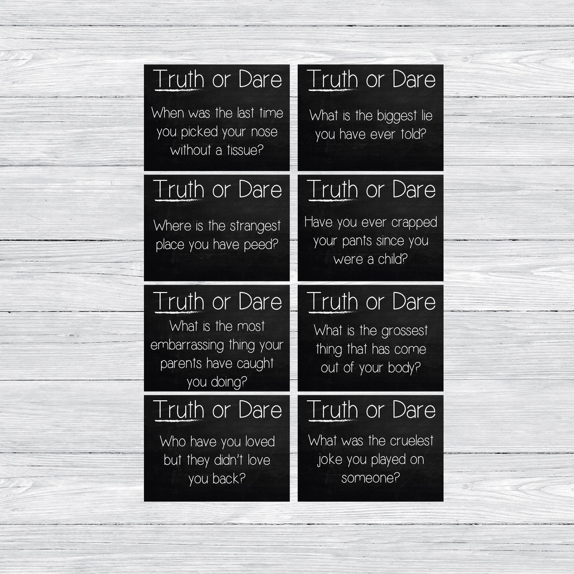 48 Printable Truth or Dare Cards, Truth or Dare Party Cards, Printable ...