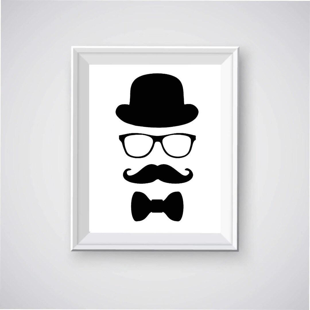Bowler Hat Printable, Mustache Printable, Man in Bowler Hat, Bowler Hat ...