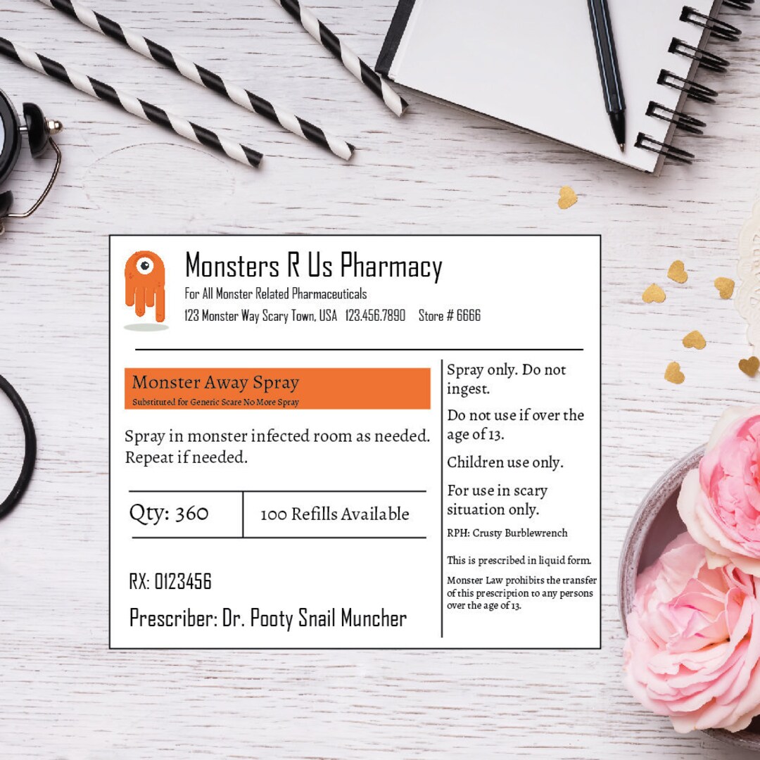 Instant Download Printable Monster Spray Label, Monster Spray ...