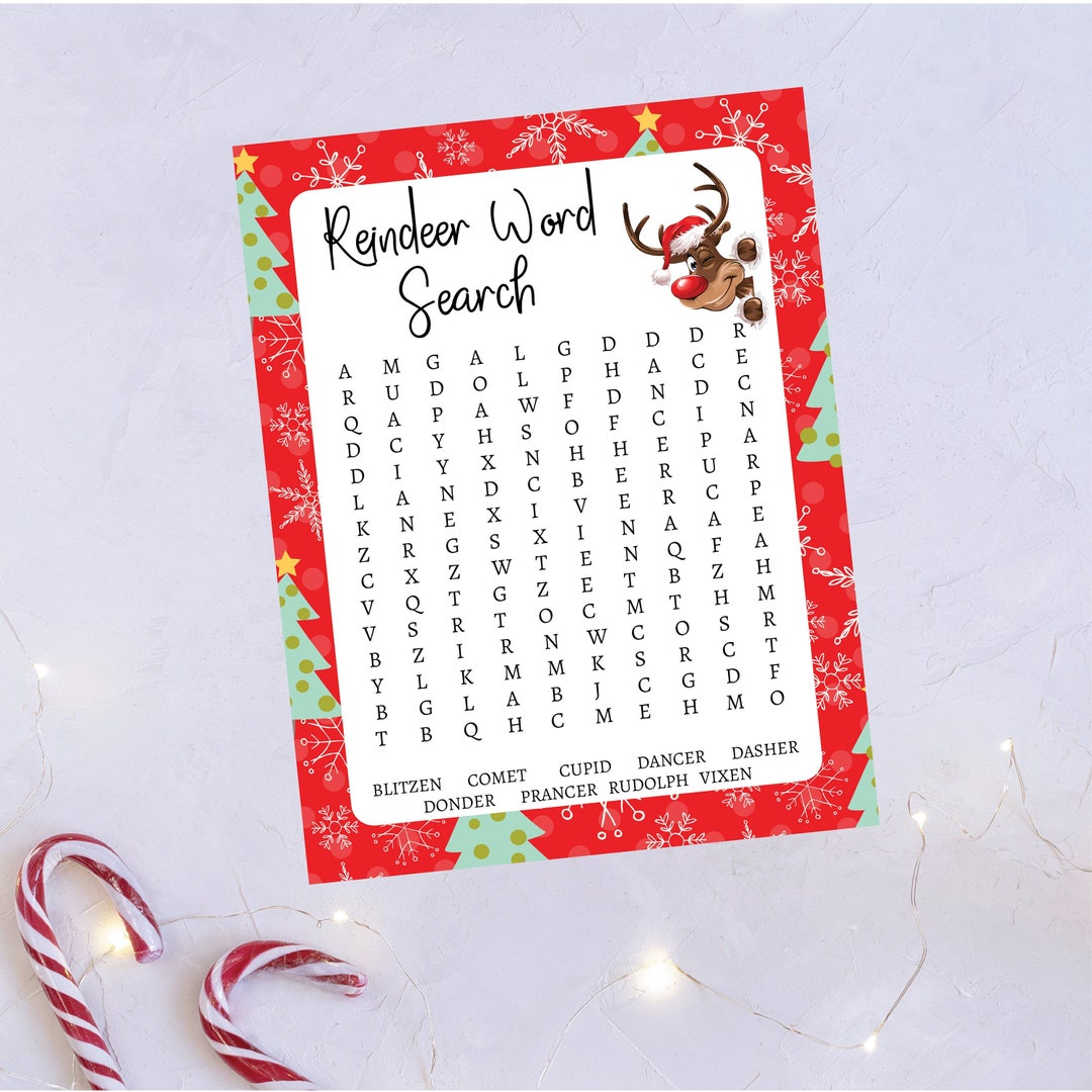 Reindeer Word Search Printable, Holiday Party Game, Classroom Games ...