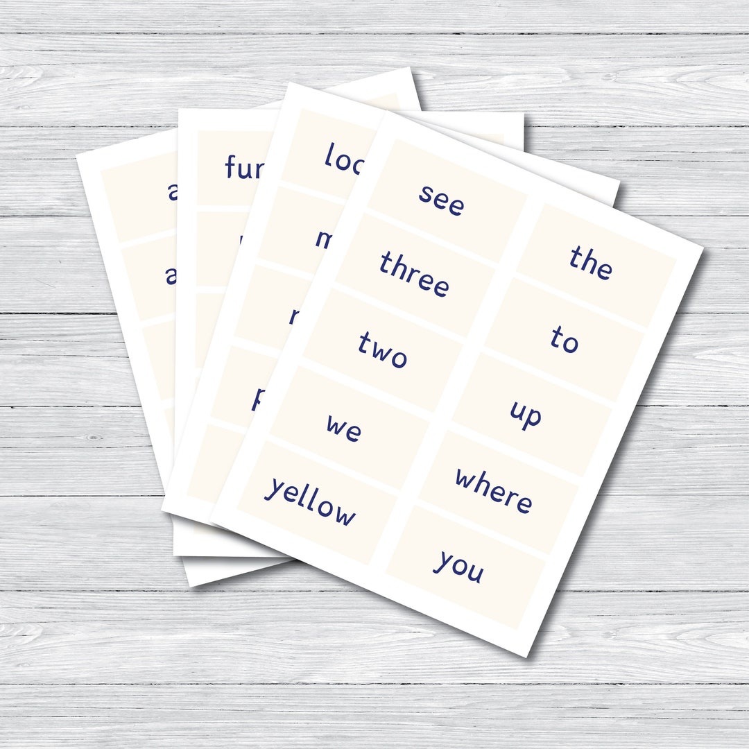40 Printable Pre-primer Sight Word Dyslexia Flash Cards, Dyslexic Flash ...