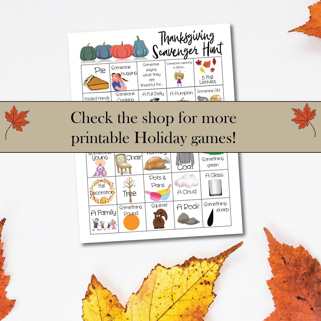 Printable Thanksgiving Scavenger Hunt Game, Printable Thanksgiving Day ...