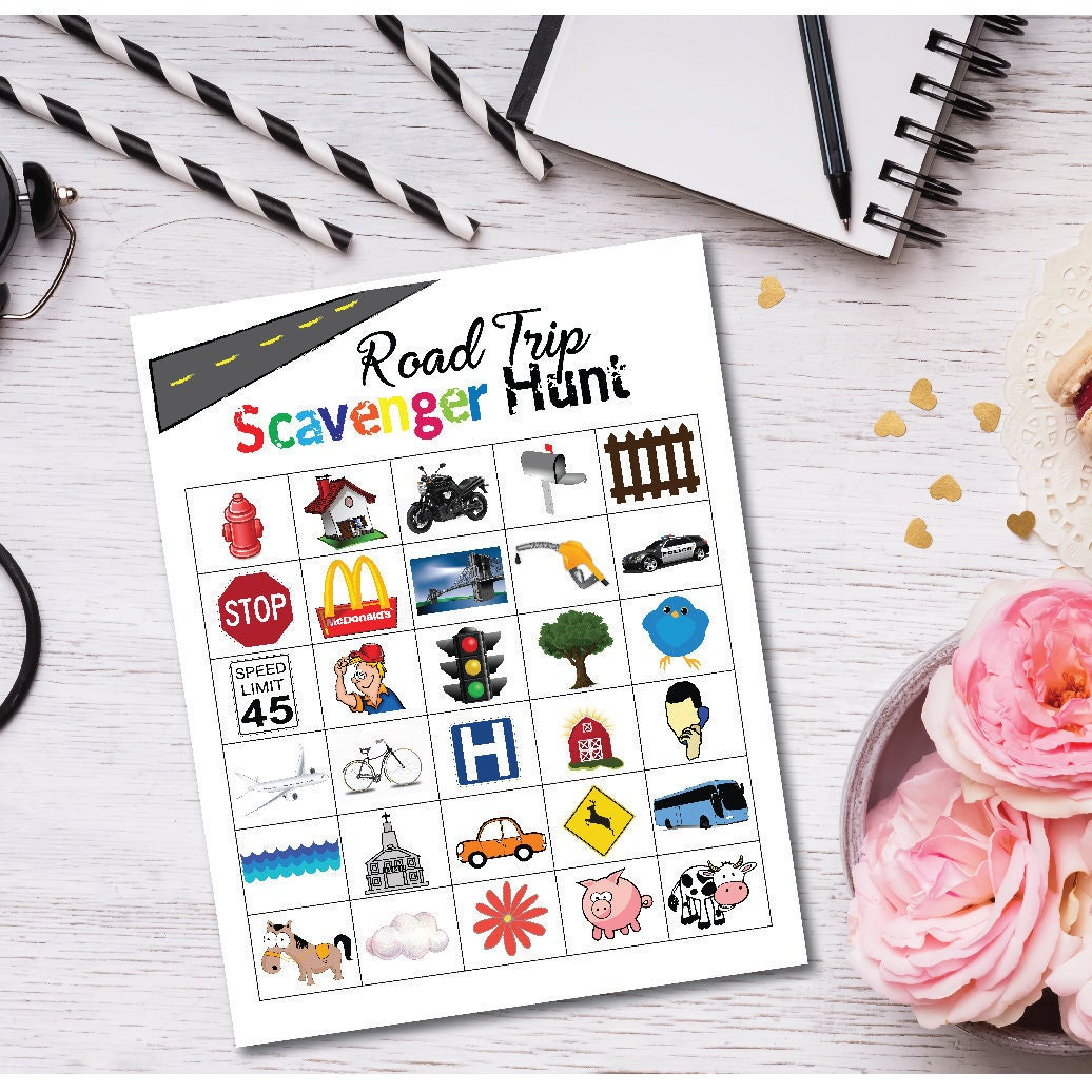 Printable Road Trip Scavenger Hunt Game, Printable Travel Scavenger ...