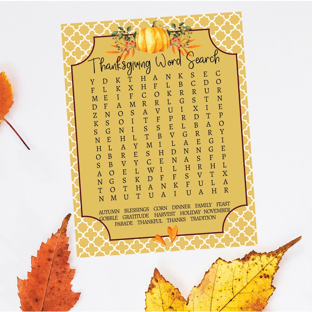 Thanksgiving Word Search Printable, Holiday Party Game, Classroom Games ...