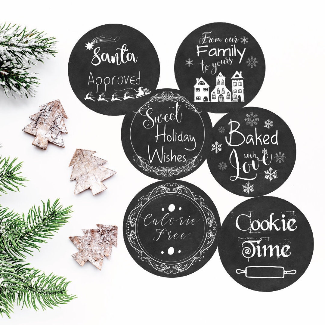 Printable Cookie Gift Tag, Edible Gift, Christmas Gift Tag, Chalkboard ...