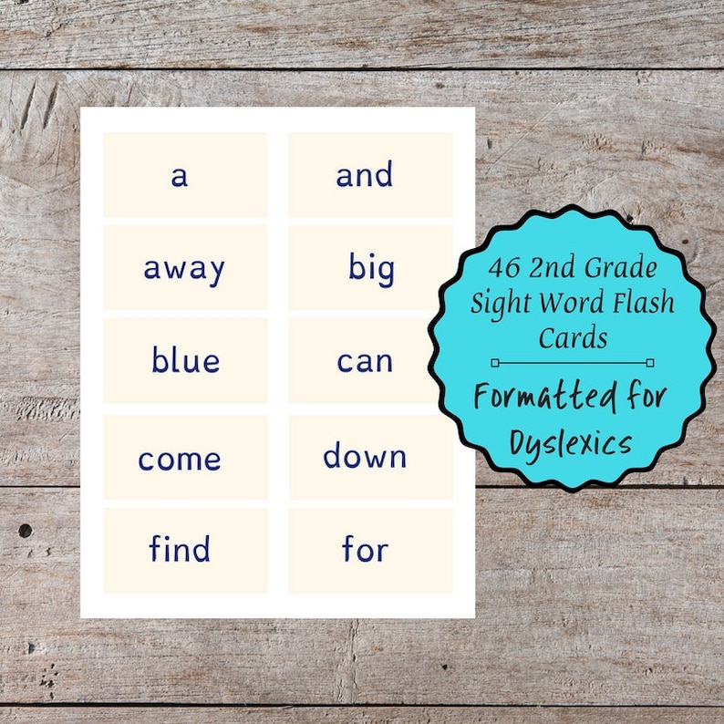 46 Printable Pre-primer Sight Word Dyslexia Flash Cards, Dyslexic Flash ...