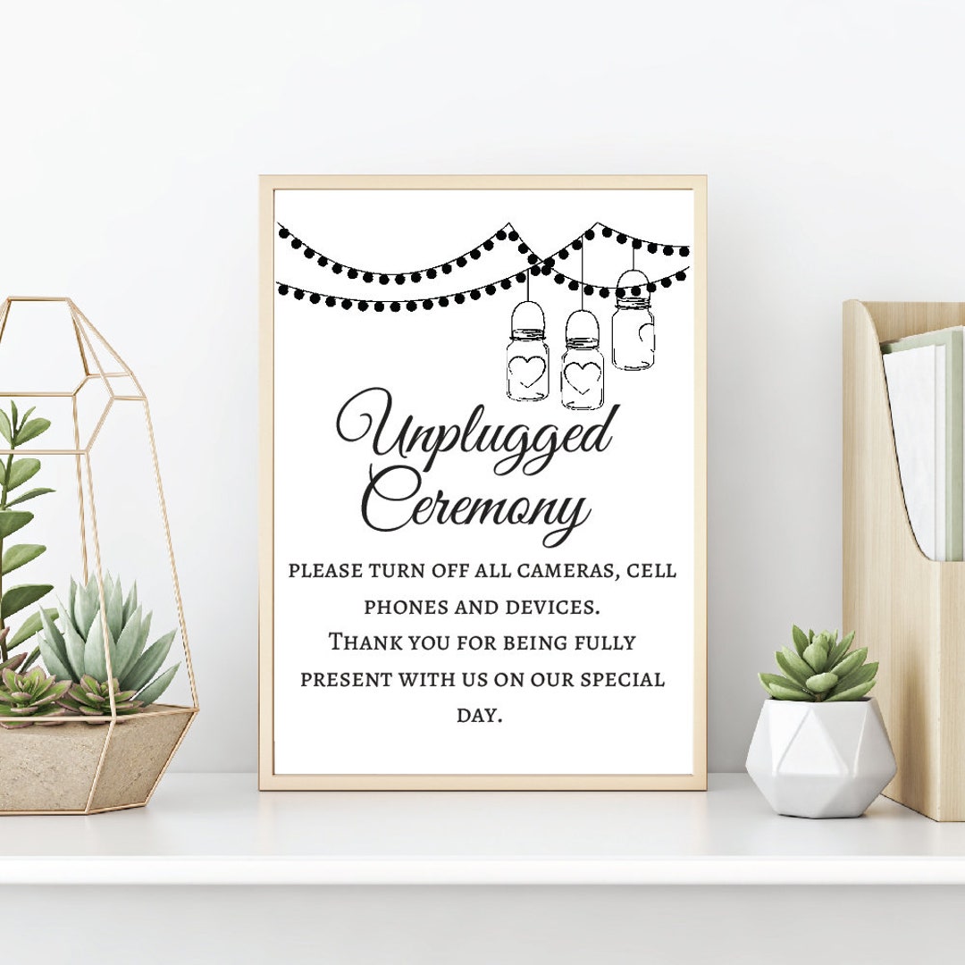 Unplugged Wedding Printable, No Cell Phones, No Cameras, Wedding Print ...
