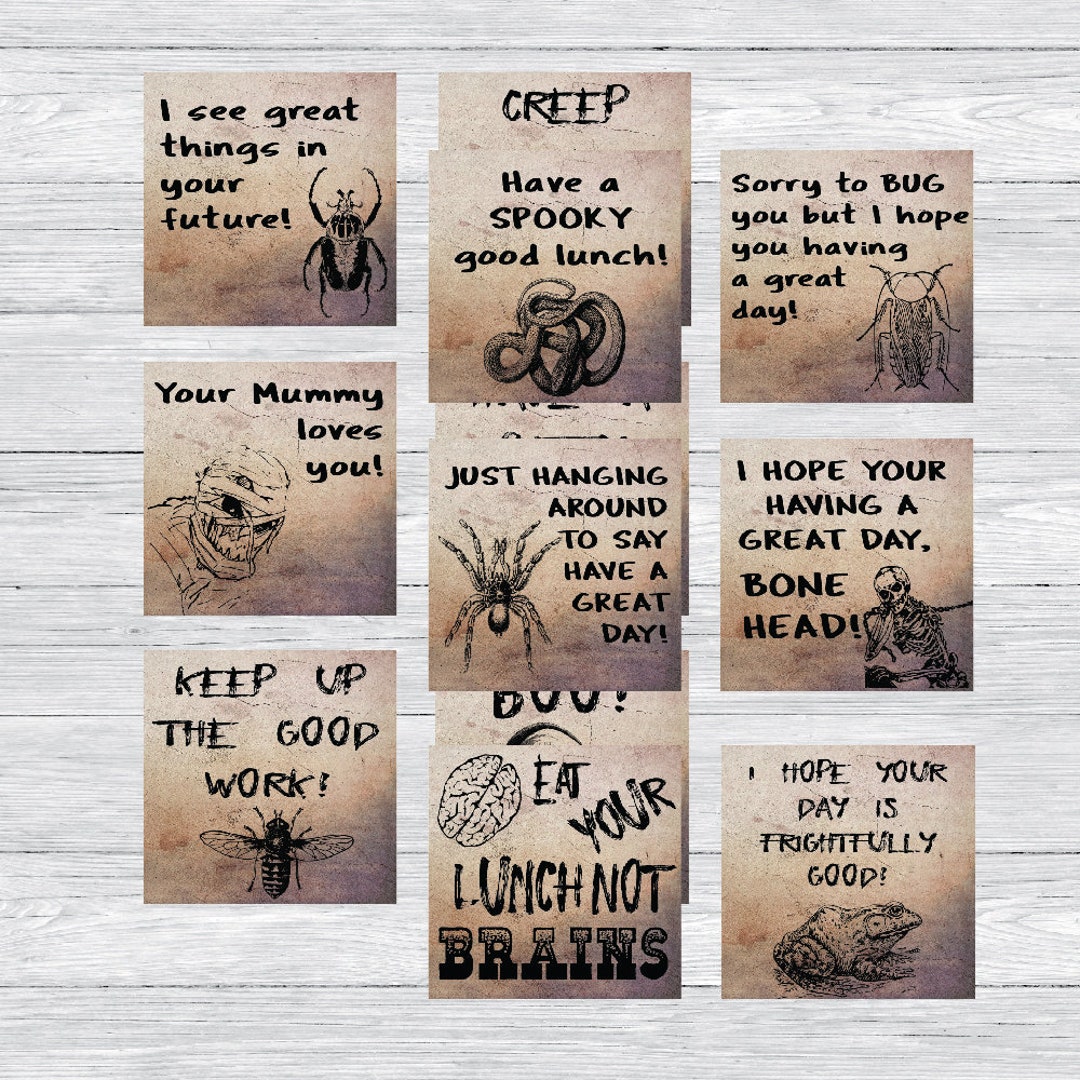 Printable Spooky Halloween Lunch Box Notes, Spooky Notes, Printable ...