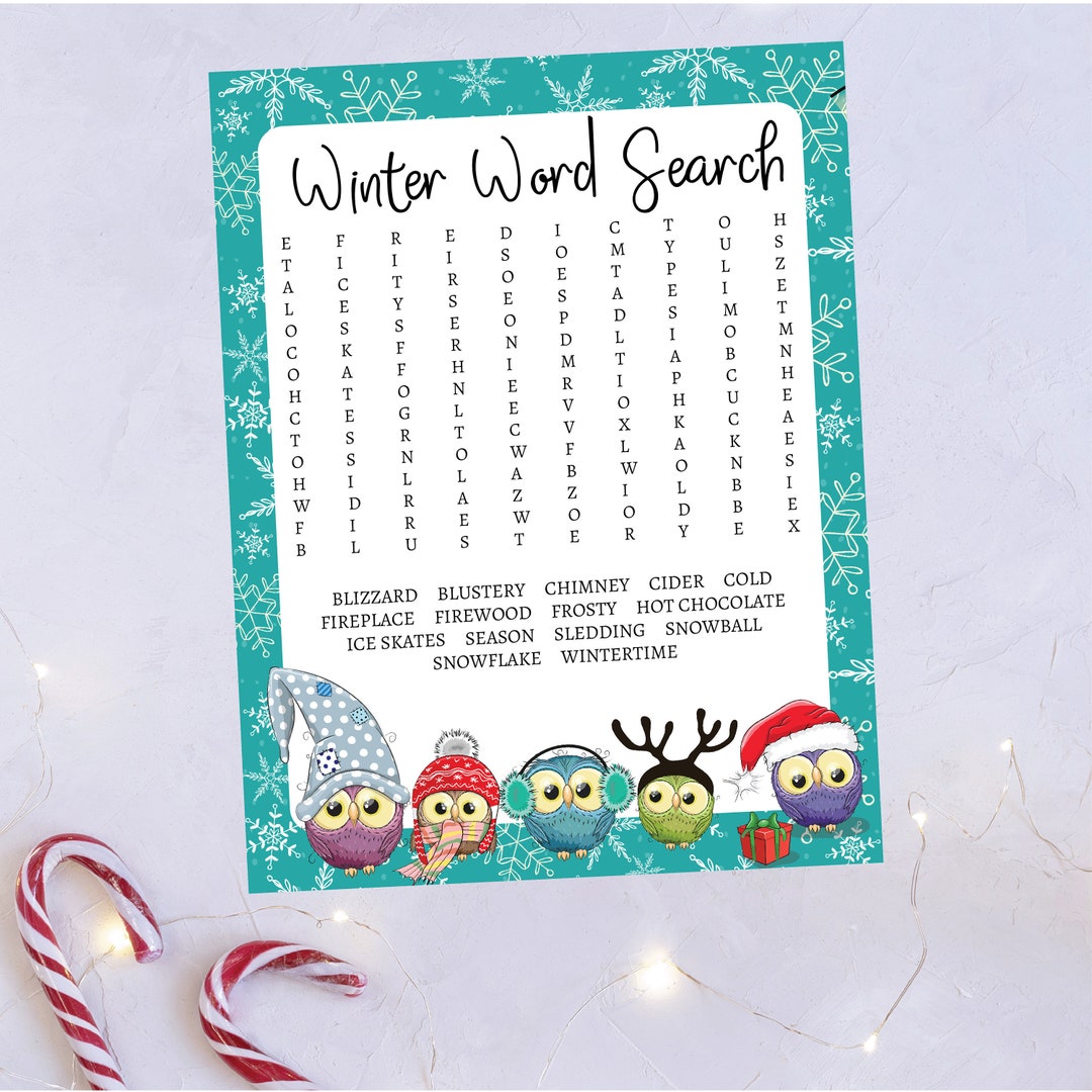 Winter Word Search Printable, Holiday Party Game, Classroom Games, Last ...