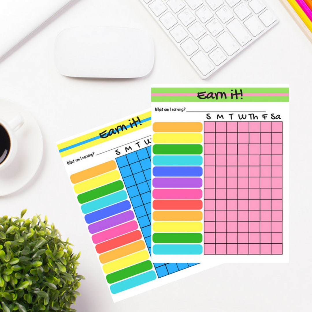 Printable Earn Chore Chart, Earn Game Time Chart,children's Daily Chore ...