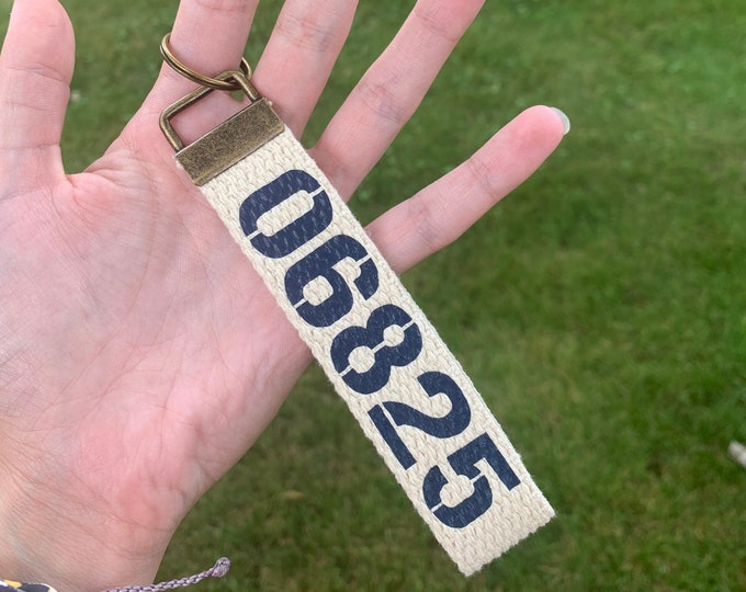 Zip Code Gift / Zip Code Custom Needlepoint Keychain / Zip Code Key ...