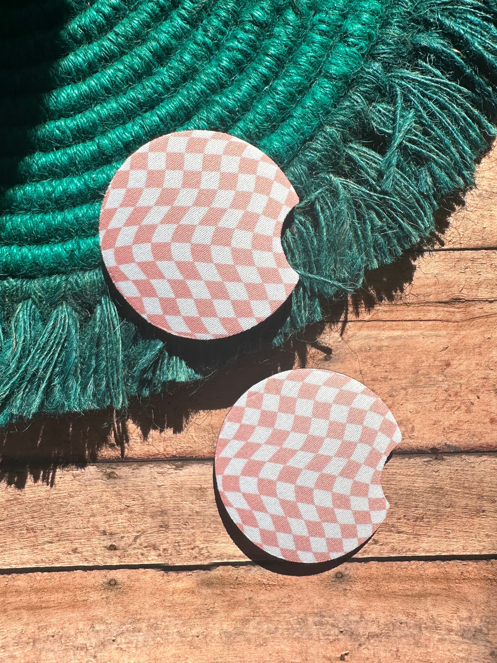 Car Coasters - Wavy Checkerboard Pattern Purple, Green, Pink - Etsy