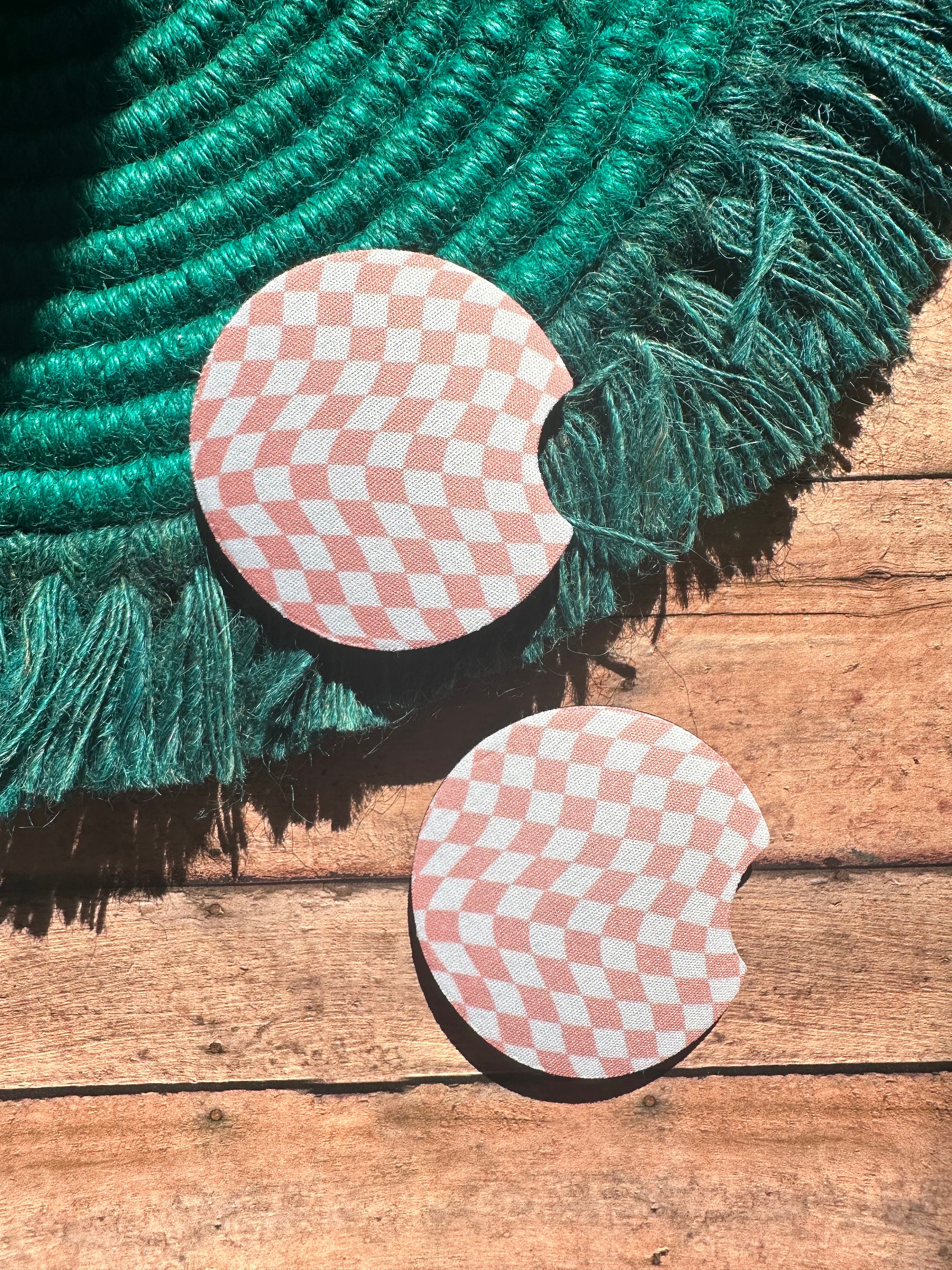 Car Coasters - Wavy Checkerboard Pattern Purple, Green, Pink - Etsy