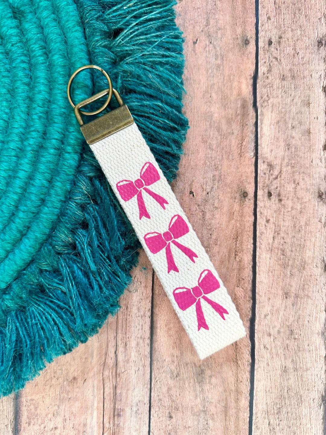 Custom Bow Ribbon Keychain Wristlet / Key Fob Wristlet / Cute Keychain ...