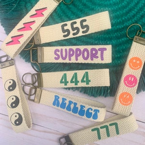 Custom Angel Number Keychain Wristlet Lanyard Strap / Key Fob Wristlet ...