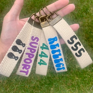 Custom Angel Number Keychain Wristlet Lanyard Strap / Key Fob Wristlet ...