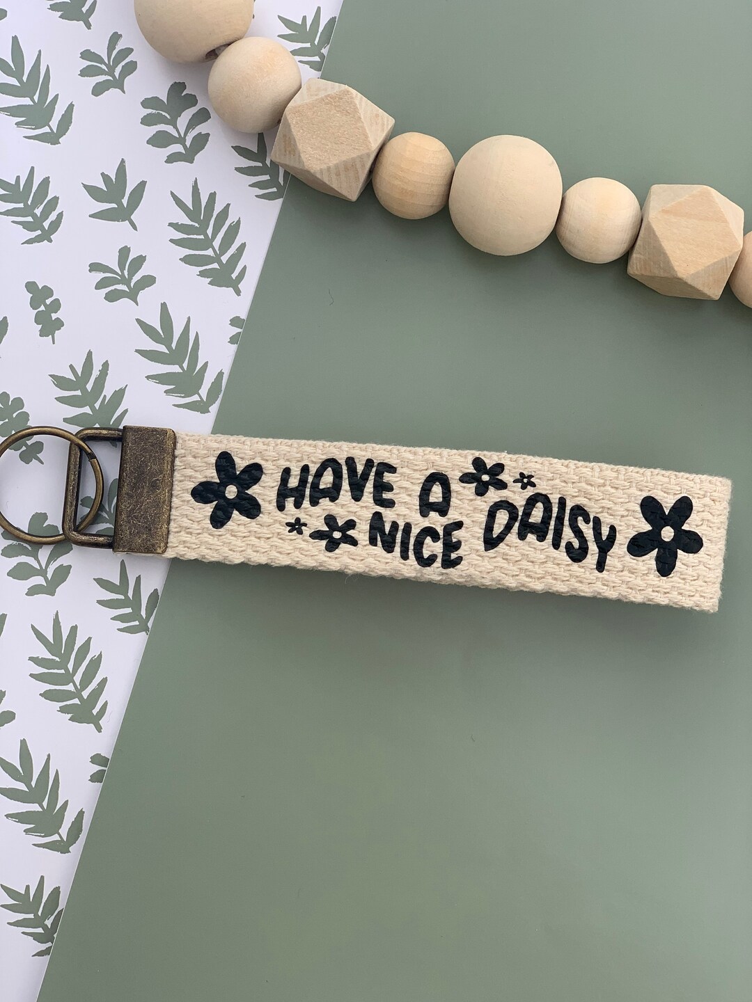 Daisy Keychain Wristlet / Key Fob / Have a Nice Daisy Keychain / Key ...