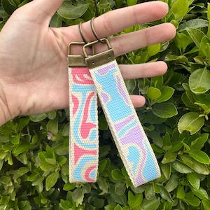 Swirl Spiral Custom Keychain Wristlet / Key Fob Keychain Lanyard Strap ...