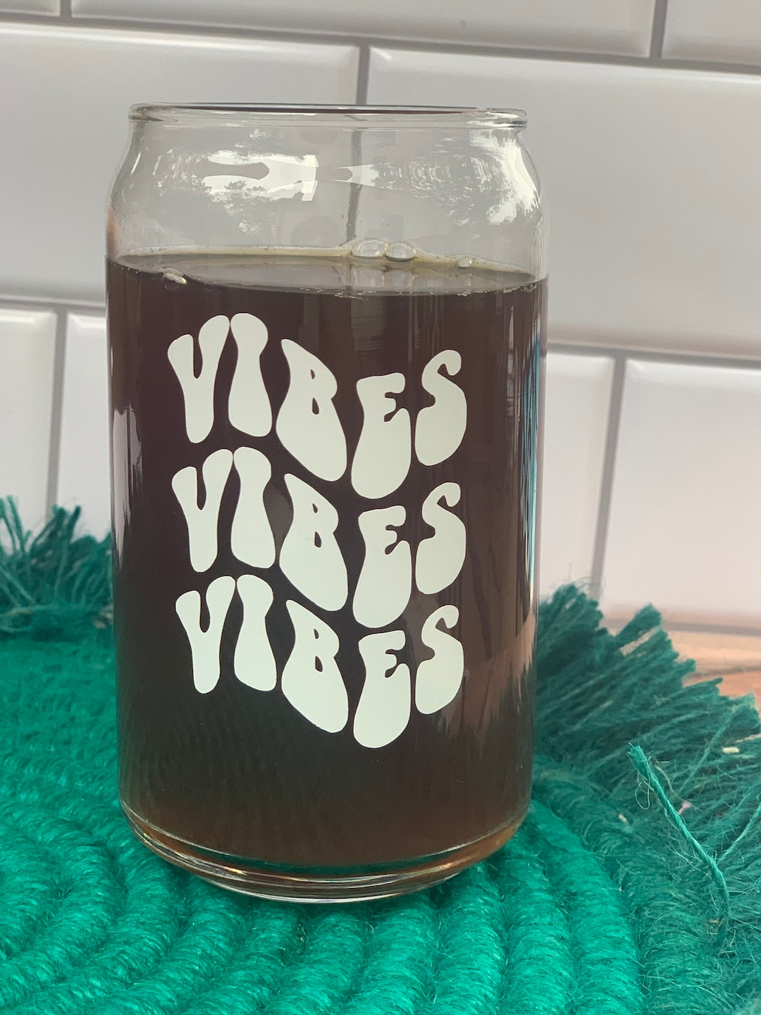 Vibes Can Shaped Glass / Groovy Retro Inspired Vibes Beer Can - Etsy