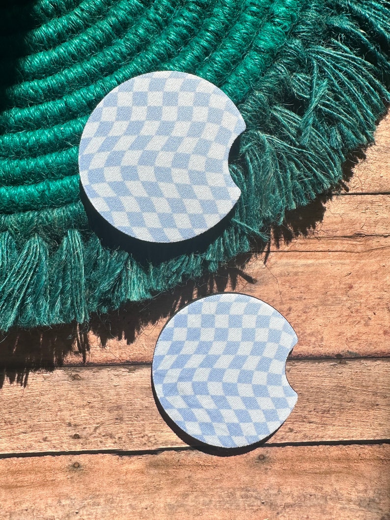 Car Coasters - Wavy Checkerboard Pattern Purple, Green, Pink - Etsy