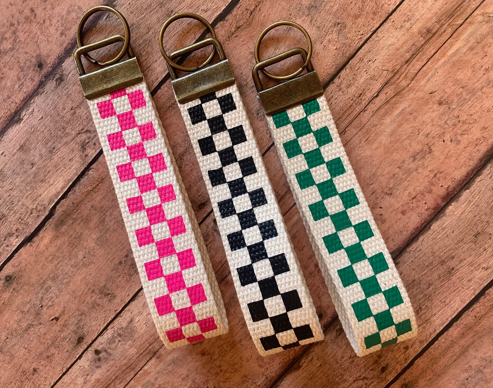 Checkerboard Pattern Keychain Wristlet / Key Fob / Checker - Etsy