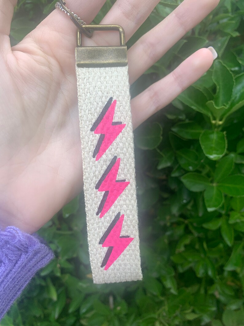 Lightning Bolt Custom Keychain Wristlet / Key Fob Keychain Lanyard ...