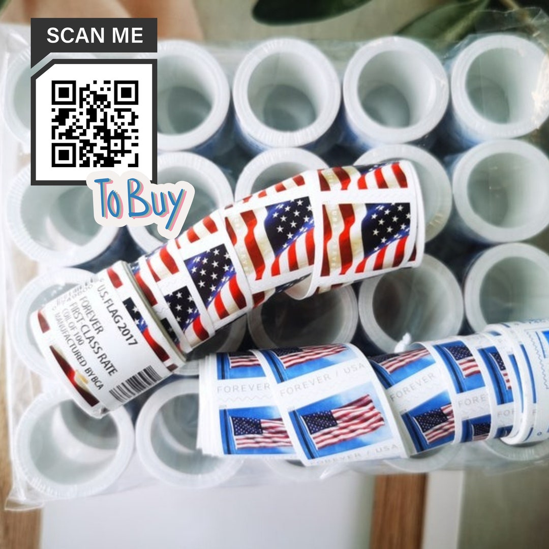 100 New US Flags Stamps Unused for Collections, Invitations, Weddings ...