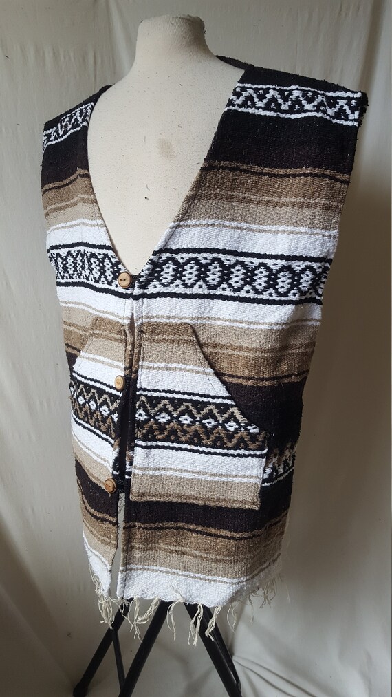 BLANKET VEST Mexican Western Cowboy Poncho Hippie Biker - Etsy