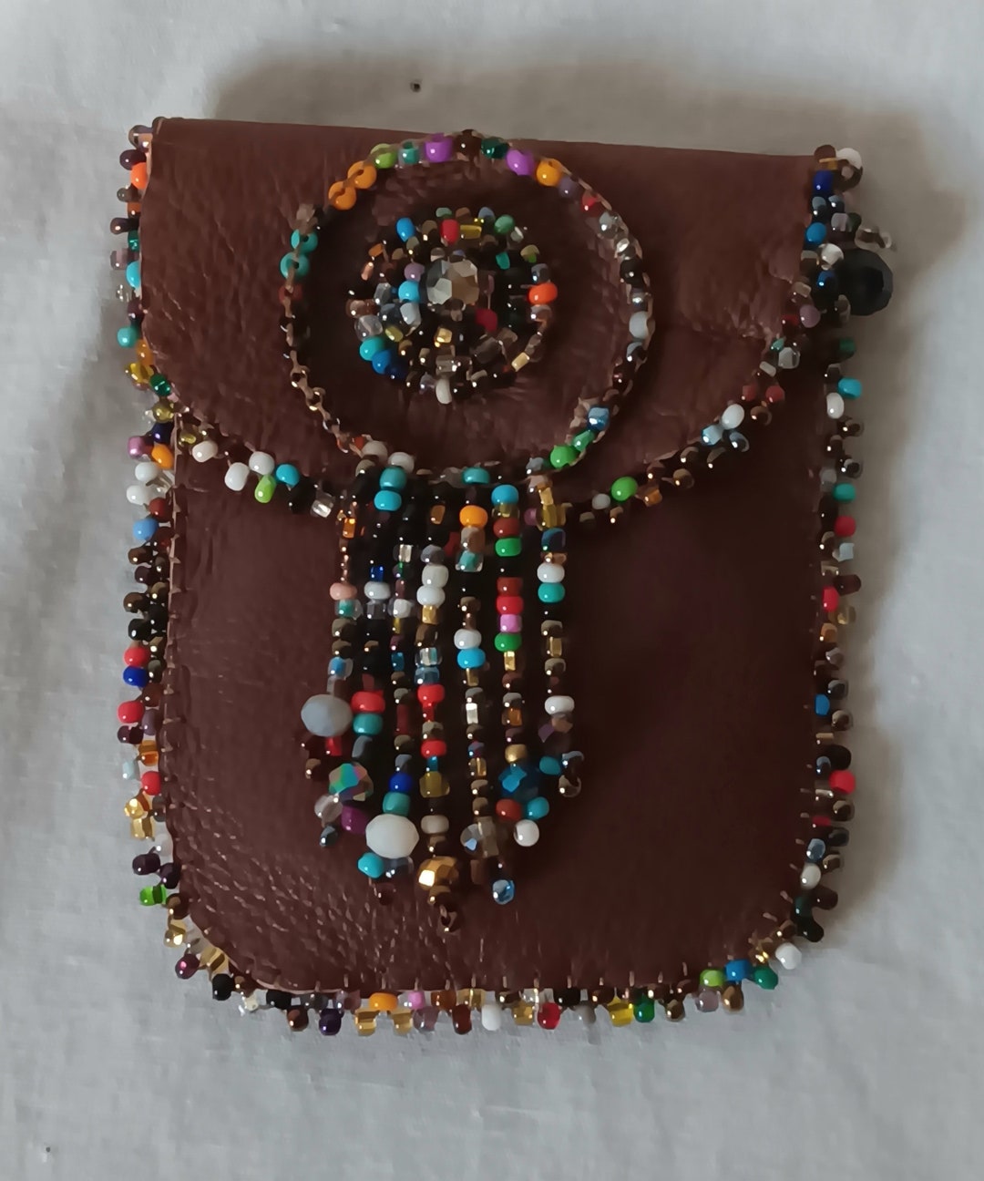 Medicine Bag Leather Beaded Crystal Mojo Pouch Necklace - Etsy