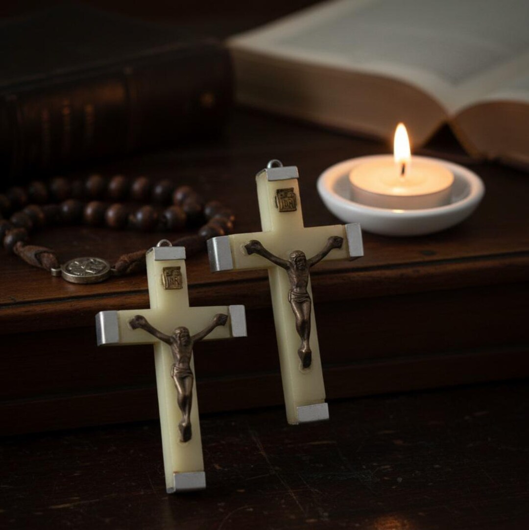 Italian Cross Pendent: Set of 2 Italian Antique Catholic Crosses 1960s ...