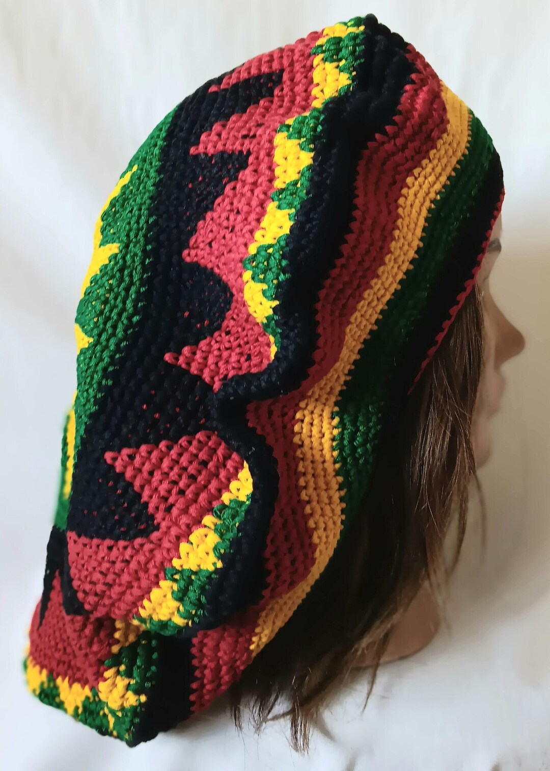 Dreadlocks Tam Rasta Beret Crochet Hippie Festival Hat Handmade Reggae ...
