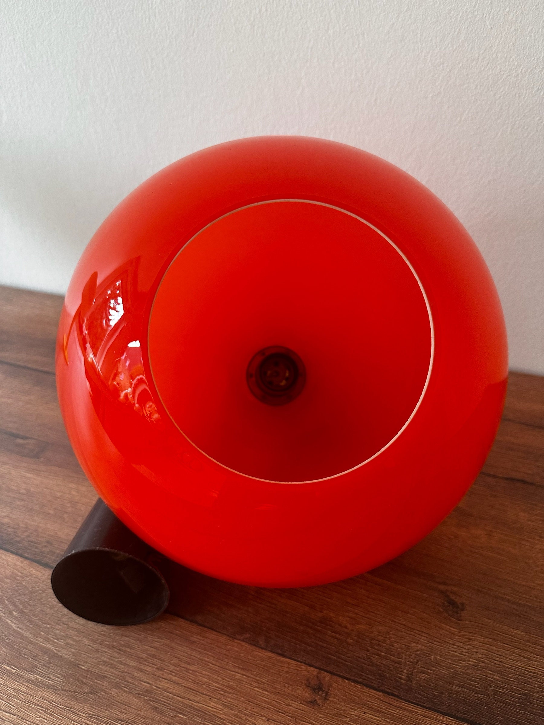 Mid Century Red Glass Pendant Light/ Opaline Glass/ Ceiling - Etsy