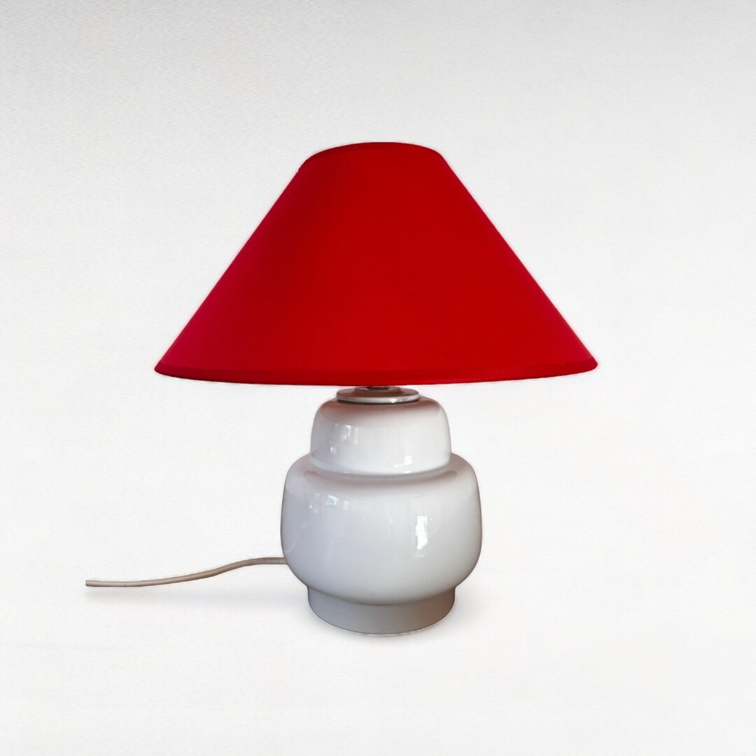 Vintage Table Lamp Emi Poljčane/ Red Table Light/ Red Bedside Lamp ...