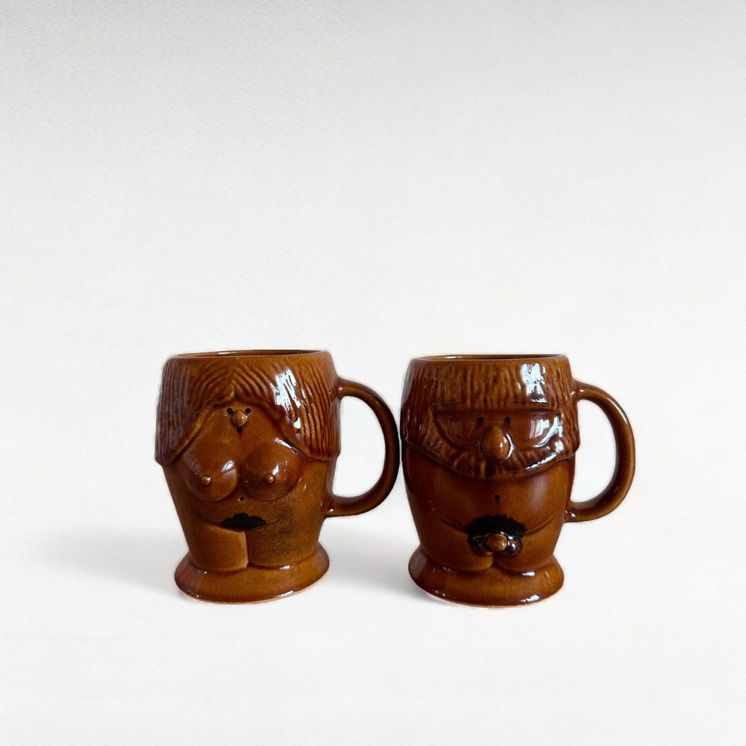 Vintage Funny Ceramic 6 Mugs Set/naked Male and Female Body Cups ...